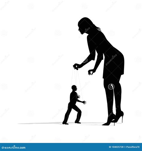 Girl Manipulating A Man Like A Puppet Stock Vector Illustration Of Hand Woman
