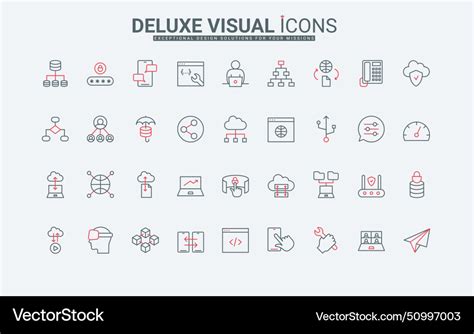 Network Data System And Architecture Line Icons Vector Image