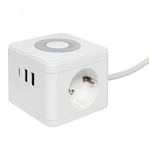 Удлинитель Куб 2 гнезда 2USB 2,4А+Type C + Ночник 1,3 метра 1мм2 ...