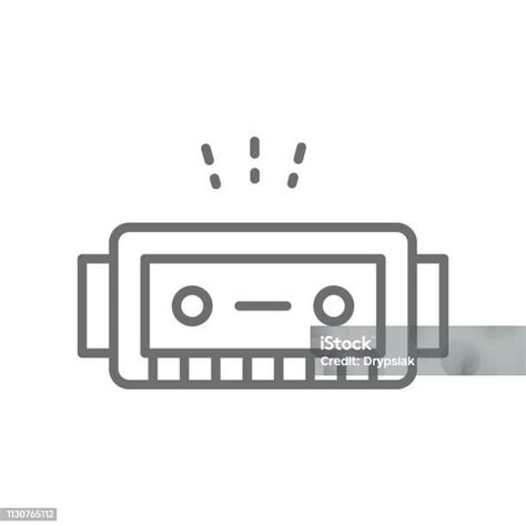 Ilustración De Armónica Icono De La Línea De Instrumentos Musicales Y