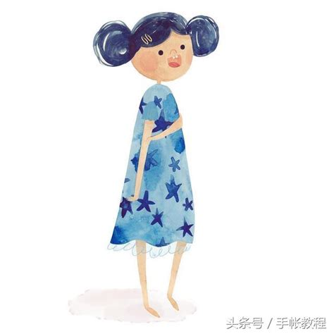 萌萌噠小女孩手繪簡筆畫水彩 每日頭條