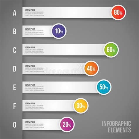 Percentage Bar Chart Vector Elements Template For Infographic And Presentation In Modern Style
