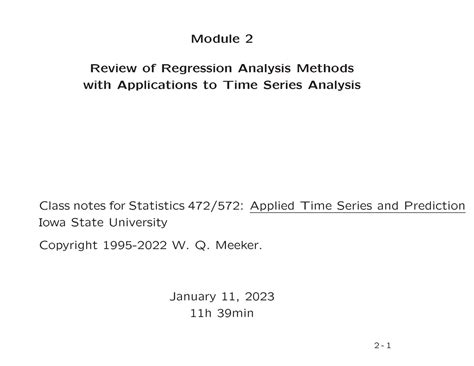 Module 2 Regression Analysis Methods For Time Series Studocu