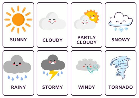 12 Weather Cards Montessori Flashcards Pre School Cards Rainbow