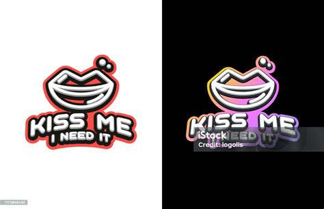 입술 아이콘과 텍스트 가 저를 키스 와 타이포그래피 스포츠 슈퍼 영웅 스타일 엠블럼 옷 카드 배지 아이콘 엽서 배너 태그 스티커 인쇄에 대한 재미있는 인사말 개념에 대한