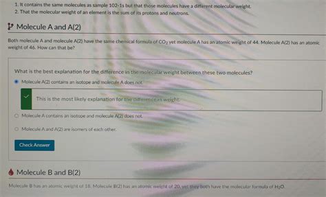 Solved Provide A Hypothesis For Why Molecules A And A2 And