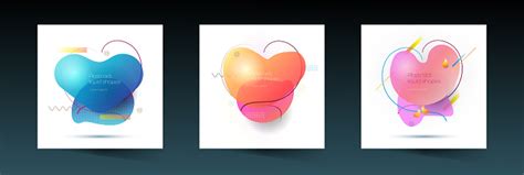 현대 추상적인 벡터 유체 액체 모양 디자인 배너 세트입니다 그림 최소한 평평한 기하학적 그라데이션 색상 배경으로 액체 형태 0명에 대한 스톡 벡터 아트 및 기타 이미지