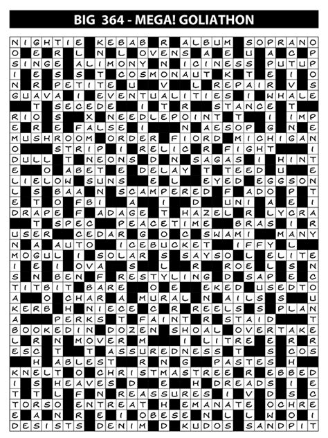 Big Competition Solutions UK Issue 364 Lovatts Crossword Puzzles