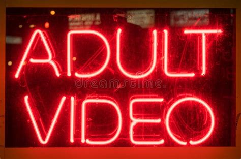 Illuminated Red Neon Adult Video Sign On Display Stock Photo Image Of Abstract Text