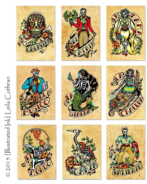 Day Of The Dead Art Prints Mexican Loteria Set Of 9 Designs Etsy