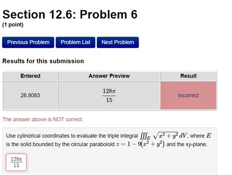 Solved Section 126 Problem 6 1 Point Previous Problem