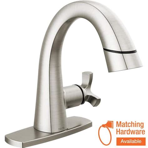 Delta Stryke Single Handle Single Hole Bathroom Faucet With Pull Down