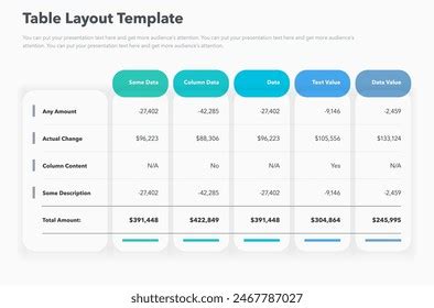 Table Layout Template Five Options Total Stock Vector Royalty Free Shutterstock