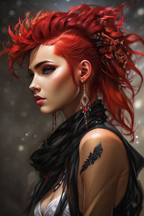 Woman With A Red Mohawk 3 By Cherazade Girl On Deviantart