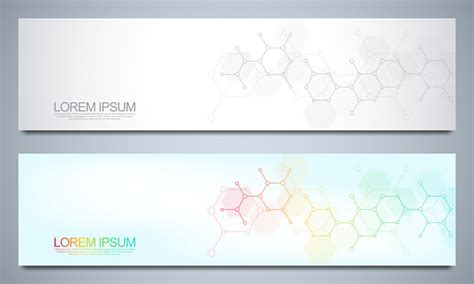 의료 배경 및 분자 구조와 사이트에 대 한 배너 및 헤더 추상적인 기하학적 질감입니다 장식 웹 사이트 및 기타 아이디어를 위한 현대적인 디자인 개념에 대한 스톡 벡터 아트