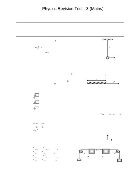Physics Revision Test 3 Mains Pdf Force Tension Physics