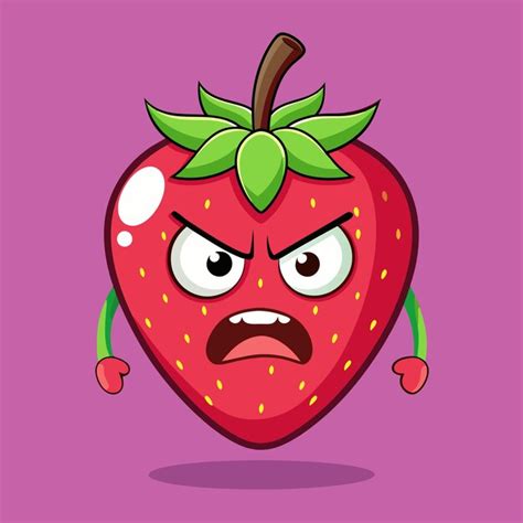 Angry Strawberry Cartoon Character Premium AI Generated Image