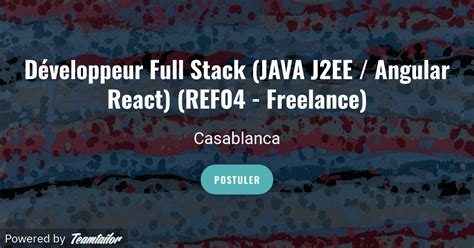 Développeur Full Stack Java J2ee Angular React Ref04 Freelance Trusted Advisors