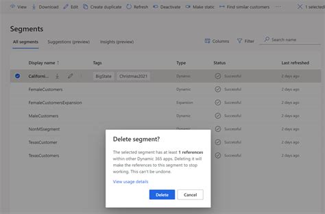 追蹤區段的使用情況 Dynamics 365 Customer Insights Microsoft Learn
