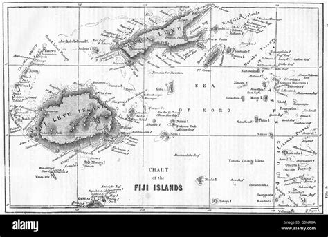 Fidji Tableau Des îles 1870 Carte Antique Photo Stock Alamy