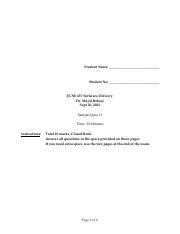 ECSE437 Quiz1 2022 Sample Pdf Student Name Student No ECSE 437