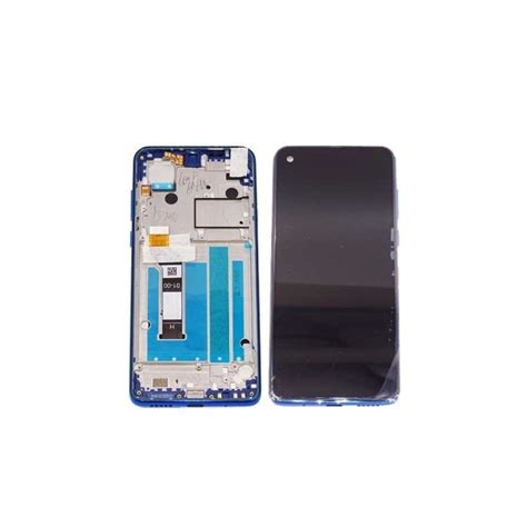Original Ecran LCD et Vitre tactile Bleu Avec Châssis Pour Motorola One