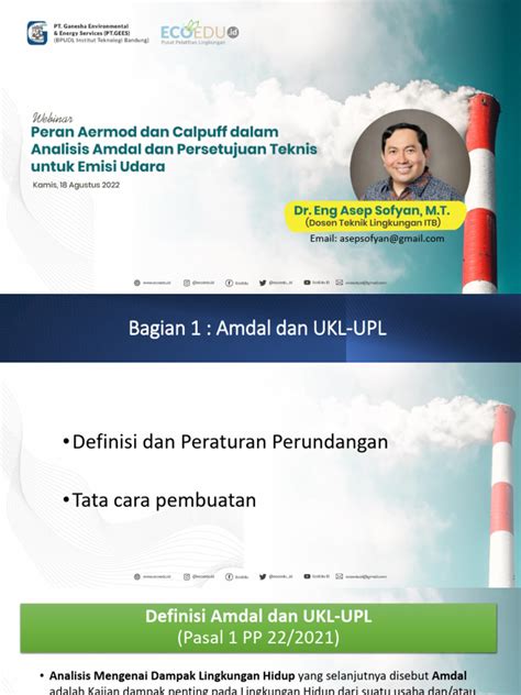 Materi Webinar Peran Pemodelan Aermod Dan Calpuff Dalam Analisis Amdal Dan Persetujuan Teknis