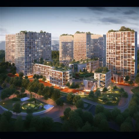 Premium Ai Image 3d Render Apartment Buildings Wallpaper