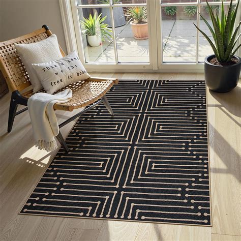 Lahome Boho 3x5 Easy Jute Rugs For Entryway Black And