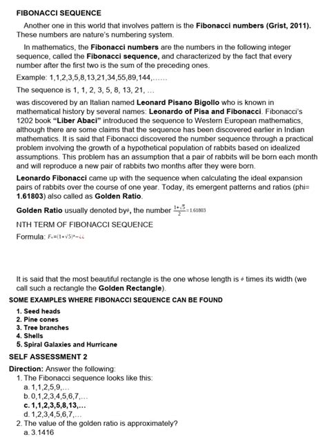 fibonacci sequence pdf pattern mathematics