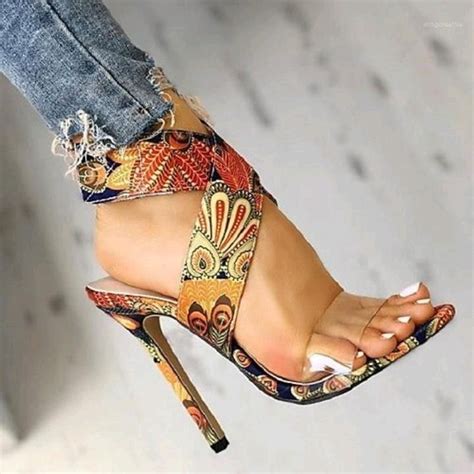 Open Toe Plaid Stilettos Thin High Heels Platform Slip On Sandals Artofit