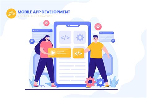 Mobile App Development Flat Vector Illustration App Development