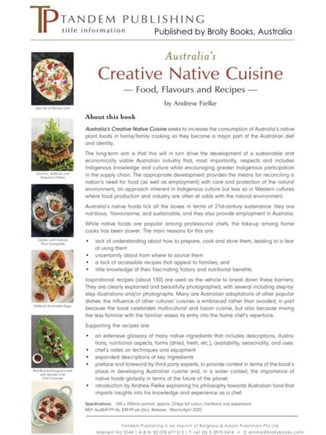 Australias Creative Native Cuisine Cookbook Creative Native Foods