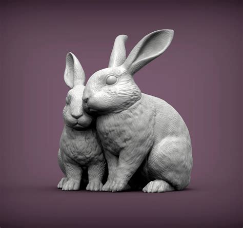 Rabbit Love Sculpture 3d Model By Alexander3dart
