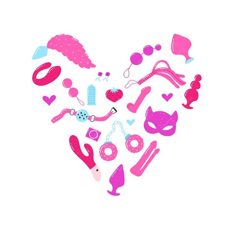 Premium Vector Sex Toys Poster For Sex Shop Toys For Adults Heart Print For An Adult Store
