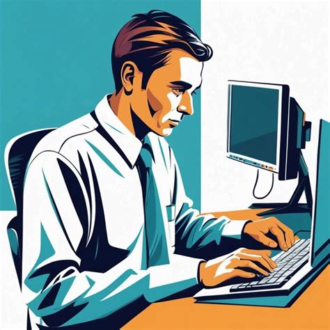 premium photo vector a man working at a computer