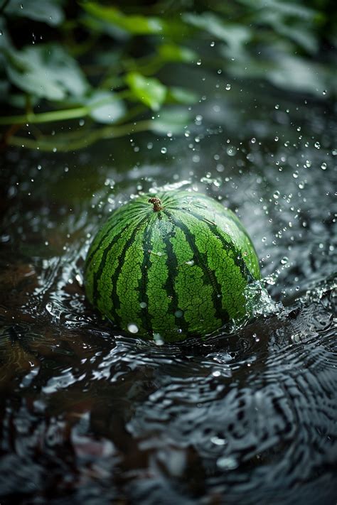 夏天的溪水冻西瓜图片 包图网