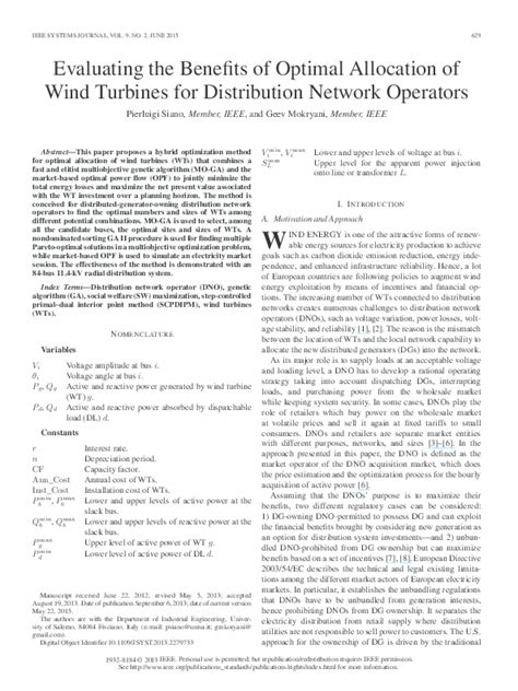 Pdf Evaluating The Benefits Of Optimal Allocation Of Wind Turbines