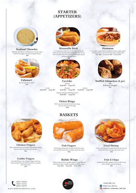 Dining Menu Midtown Restaurant And Bar