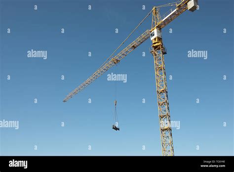 Crane Construction Crane Huge Crane Against Blue Sky Self Erection Cranr Tower Crane Stock
