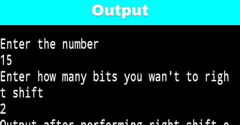 Codeforhunger C Program Using Bitwise Right Shift