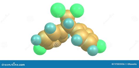 Структура Dichlorodiphenyltrichloroethane или ДДТ молекулярная