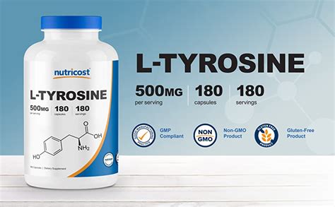 Nutricost L Tyrosine 500mg 180 Capsules Gluten Free