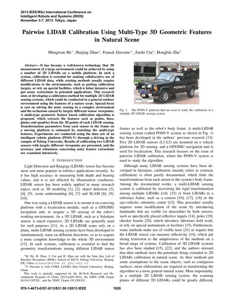 Pdf Pairwise Lidar Calibration Using Multi Type 3d Geometric Features