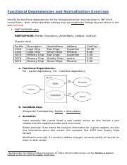 Fd Normalization Solutions Docx Functional Dependencies And Normalization Exercises Identify