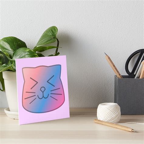 Cute Pink Blue Blob Cat Logo Design Art Board Print By Gavirlas