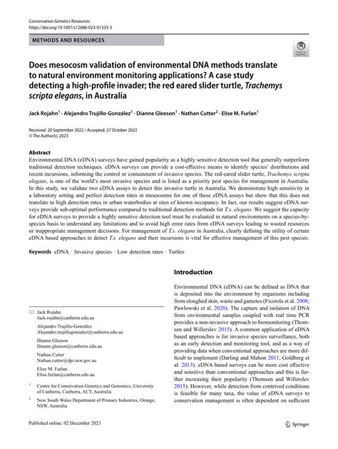 Pdf Does Mesocosm Validation Of Environmental Dna Methods Translate