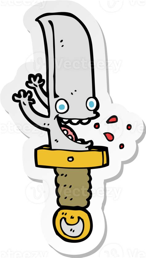 Sticker Of A Crazy Knife Cartoon Character 41147223 Png