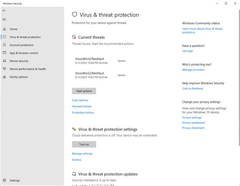 Viruswin32neshtaa Appeared On The Windows Defender Screen