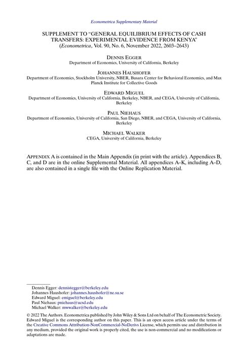 Pdf General Equilibrium Effects Of Cash Transfers Experimental